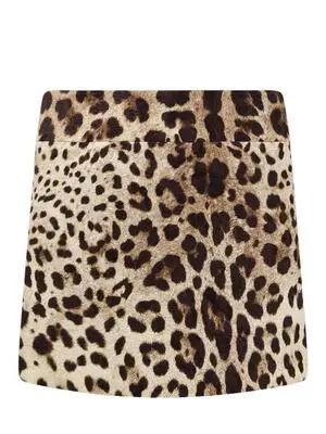 Dolce & Gabbana Cotton, Silk And Viscose Mini Skirt With Animal Motif - Multicolor