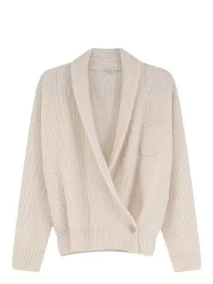 Brunello Cucinelli Cashmere Shawl Collar Wrap Cardigan - Multicolor