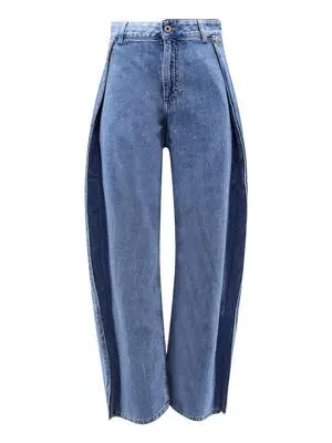 Loewe Asymmetrical Detail Straight Leg Jeans In Cotton - Blue