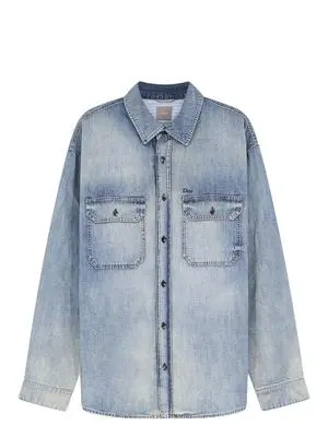 Dior Cotton Shirt Jacket With Embroidered Lettering Logo - Multicolor