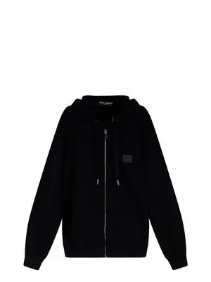 Dolce & Gabbana Dolce & Gabbana Cotton Zip-Up Hoodie With Metal Logo Patch Multicolor