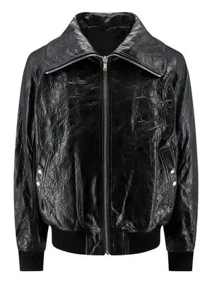 Rick Owens Leather Dracuflight Jacket - Black