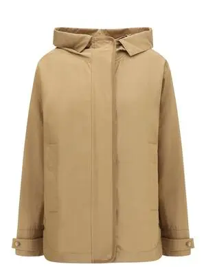 Moncler Hooded Jacket With Logo Patch - Cream