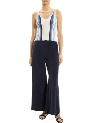 Theory Rib Knit Striped Scoop Neck Tank Top - Multicolor