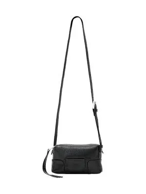 ALLSAINTS Ares Micro Leather Crossbody - Black/silver