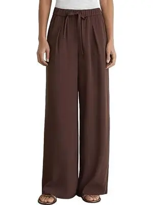 REISS Petite Elastic Waist Trousers - Chocolate