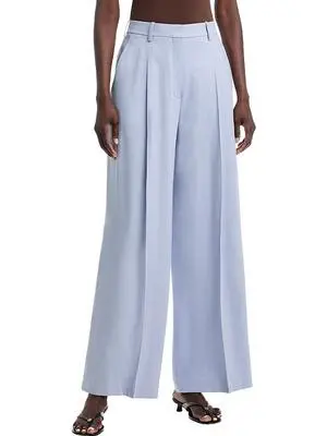 Theory Wide Leg Pleated Trousers - Cornflower