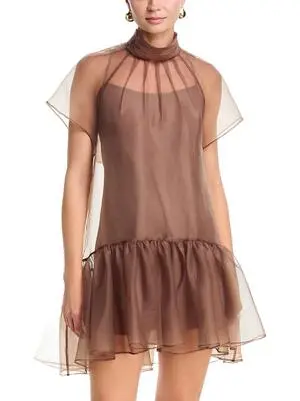 Simkhai Beaux Tiered Mini Dress - Coffee