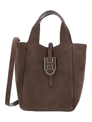 Hogan Mini Shopping Bag With Metal Logo - Brown