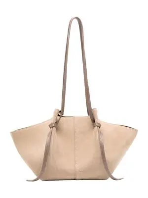 Yuzefi Suede Tote Handbag With Adjustable Knot Strap - Beige