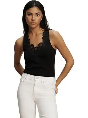 Veronica Beard Narcisa Embroidered Tank Top - Black