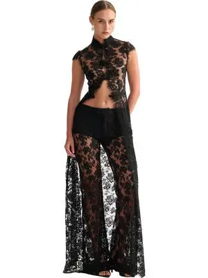 SAU LEE Saphina Lace Pant - Black