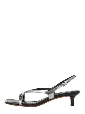 Vince Posie Metallic Leather Heeled Sandal - Silver