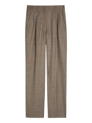BLAZÉ MILANO Fox Checked Wool Trousers - Beige