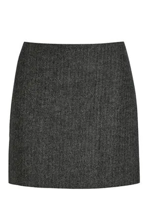 BLAZÉ MILANO Coci Herringbone Wool-blend Mini Skirt - Black