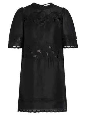 Isabel Marant Étoile Reldine Floral-embroidered Ramie Mini Dress - Black
