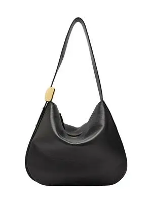 AMANU Zambia Grained Leather Shoulder Bag - Black