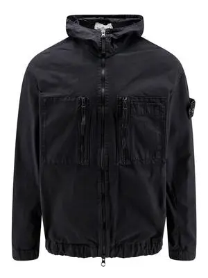 Stone Island Hooded Organic Cotton Jacket - Black
