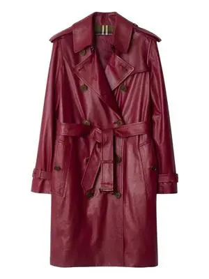 Burberry Kensington Leather Trench Coat - Multicolor