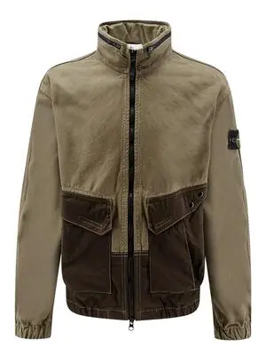 Stone Island Organic Cotton Jacket With Nylon Hood - Multicolor