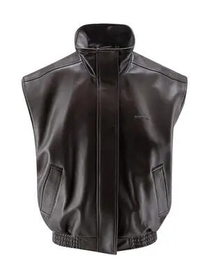 Balenciaga Sleeveless Leather Jacket - Multicolor