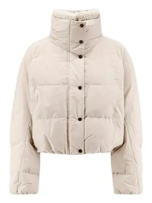 Brunello Cucinelli Down Jacket With Shearling Collar - Multicolor