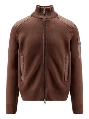 Moncler Virgin Wool Cardigan With Logo Patch - Multicolor