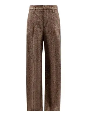 Brunello Cucinelli BRUNELLO CUCINELLI Melange Wool Blend Trousers Brown