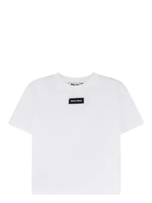 Miu Miu Embroidered Logo Cotton T-shirt - Multicolor