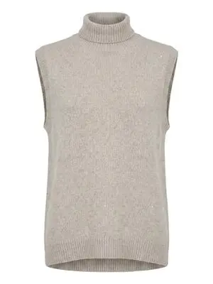 Brunello Cucinelli Sleeveless Turtleneck Vest With Sequins - Multicolor