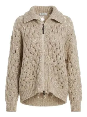 Brunello Cucinelli BRUNELLO CUCINELLI Merino Zip-Up Cardigan With Sequins Multicolor