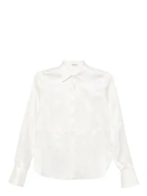Brunello Cucinelli Satin Shirt With Monili - Multicolor