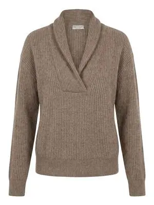 Brunello Cucinelli BRUNELLO CUCINELLI Cashmere Shawl Collar Sweater Multicolor