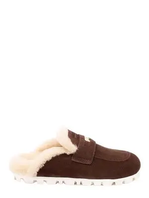 Miu Miu Suede And Shearling Mules - Multicolor