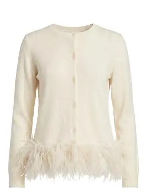 P.a.r.o.s.h Wool Cardigan With Feather Trim And Back Tie - Multicolor