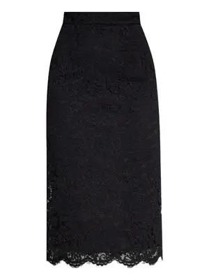 Dolce & Gabbana High-waisted Lace Midi Skirt - Black