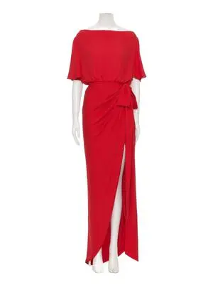 Valentino Garavani Dress With Pleated Waist And Side Slit - Red