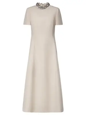 Valentino Garavani Crepe Couture Embroidered Midi Dress - No