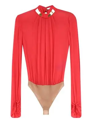 Elisabetta Franchi High-neck Pleated Bodysuit - Red