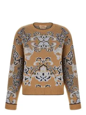 TWINSET Jacquard Wool-blend Sweater With Contrasting Piping - Multicolor