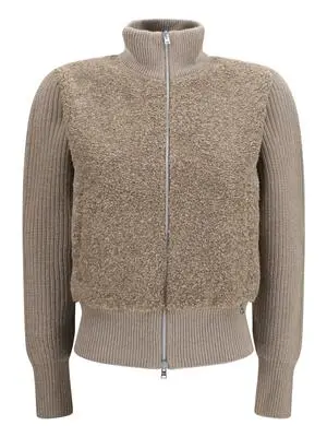 Herno Ribbed Pure Wool Cardigan - Beige