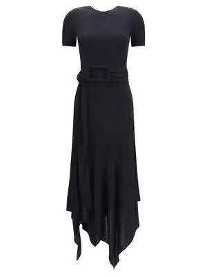 Alaïa Belted Jersey Midi Dress - Black