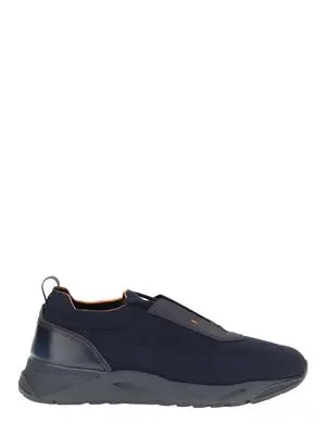 Santoni Stretch Fabric Sneakers With Nubuck Details - Blue