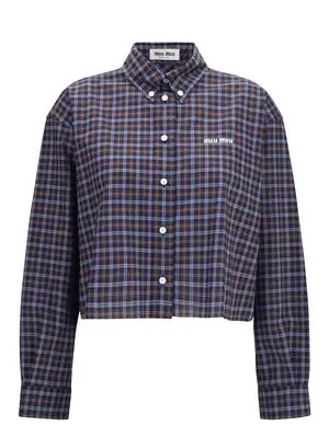 Miu Miu Checked Embroidered Shirt - Multicolour