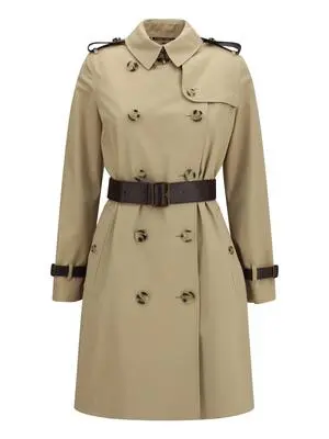 Burberry Kensington Midi Leather Trench - Beige