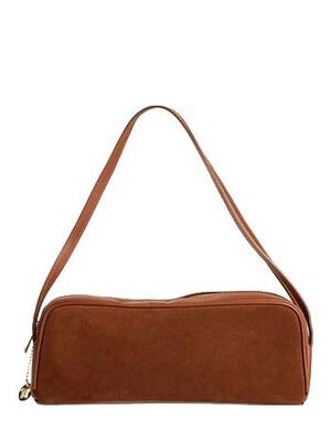 LAURA DI MAGGIO LAURA DI MAGGIO Baguette Suede And Leather Handbag Tan