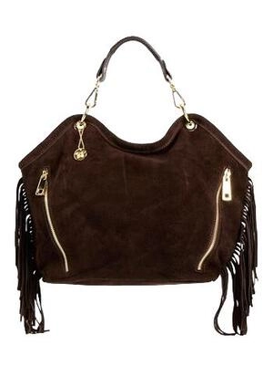 LAURA DI MAGGIO Suede Shopper Bag With Fringe Detail - Brown