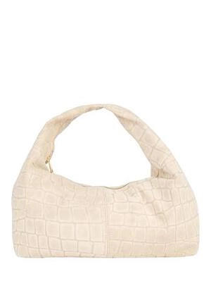 LAURA DI MAGGIO Dark Leather Hobo Bag With Crocodile-effect - Beige