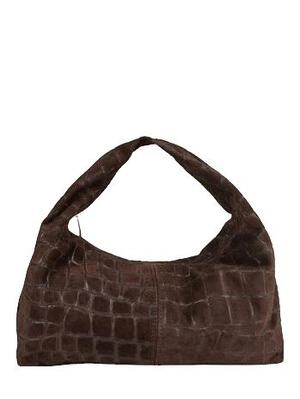 LAURA DI MAGGIO Dark Leather Hobo Bag With Crocodile-effect - Brown