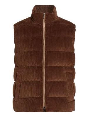 Montedoro Quilted Corduroy Puffer Vest - Brown